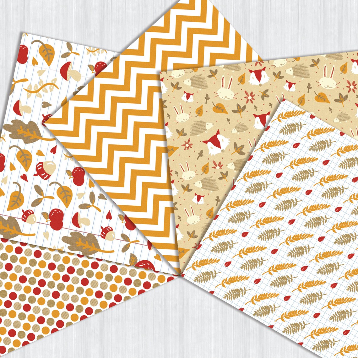 Fall Autumn Digital Paper Pack Instant Download Red Orange - Etsy