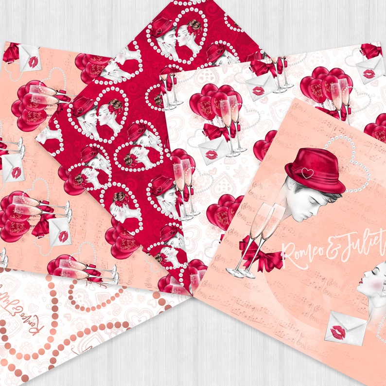 Valentine Paper Pack Love Digital Background Couple Engagement - Etsy