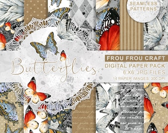 Watercolor Flowers Digital Paper Pack Instant Download Kraft | Etsy