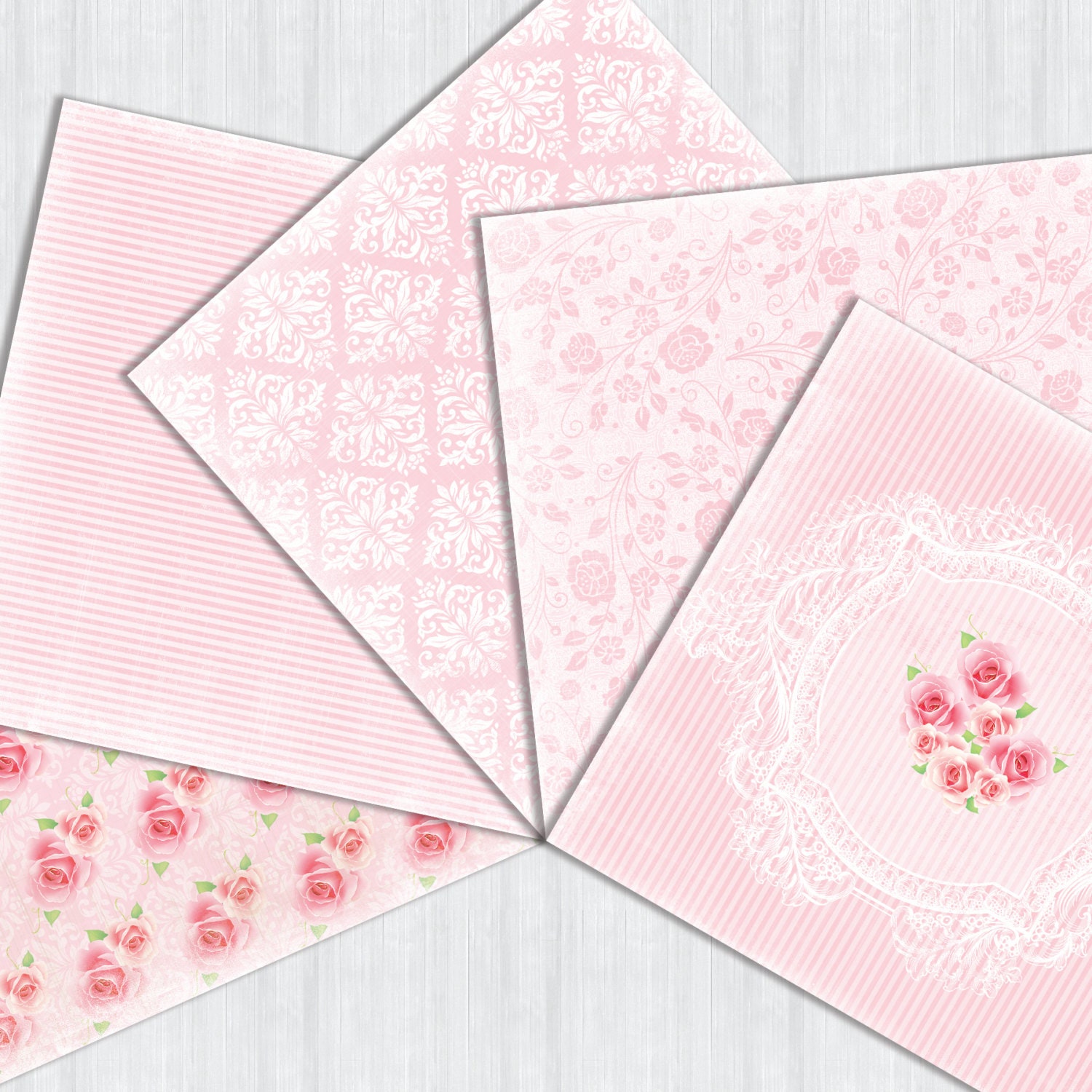 Pink Rose Digital Paper Pack Instant Download Blush Vintage | Etsy