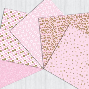 Baby Girl Digital Paper Pack Instant Download Pink Hello Little Girl ...