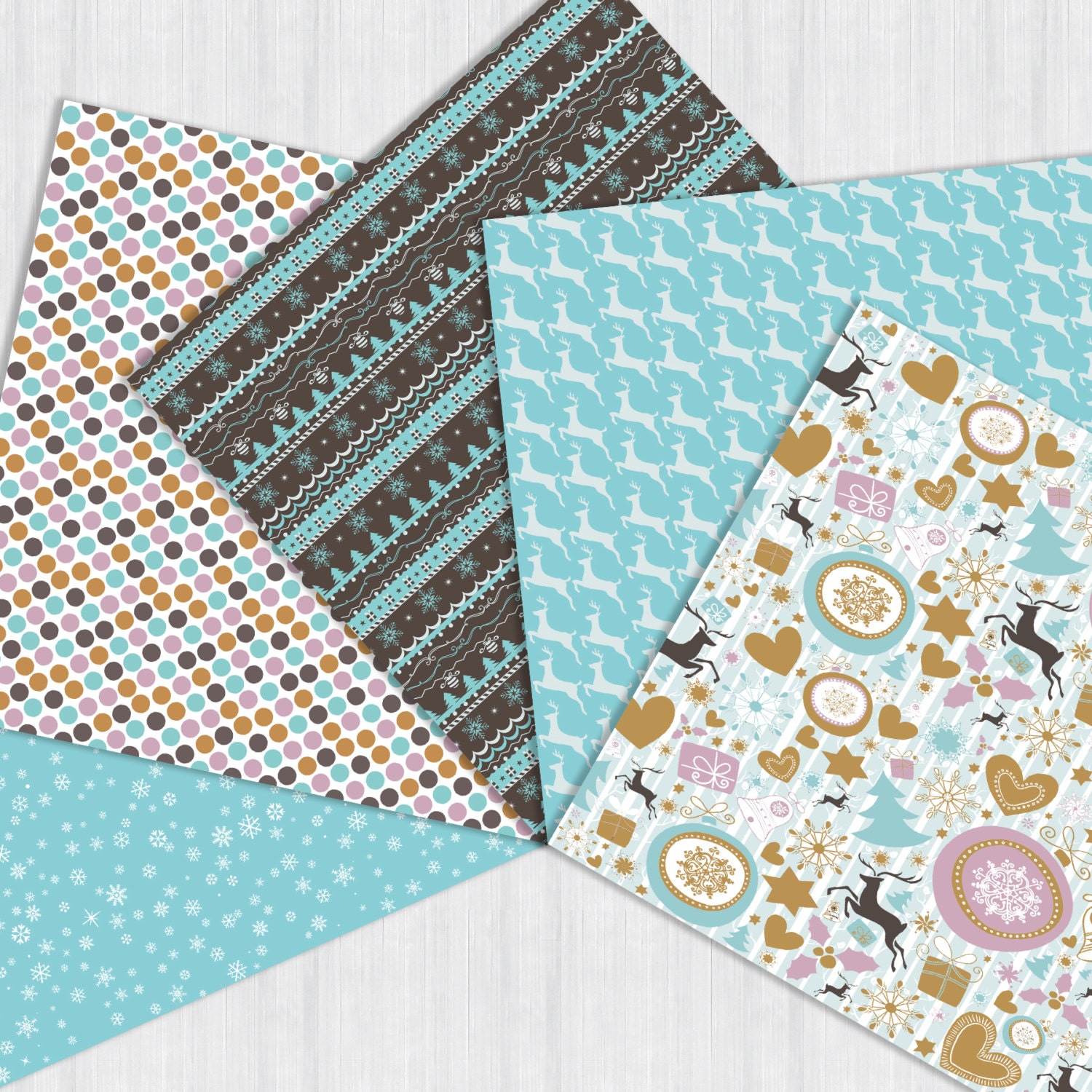 Cute Christmas Digital Paper Pack Winter Seamless Pattern | Etsy