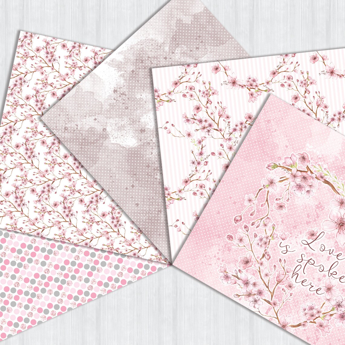 Cherry Blossom Digital Paper Pack Instant Download Spring - Etsy