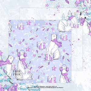 Cute Winter Paper Pack, Teddy Bear Penguin Planner Supplies, Pastel ...