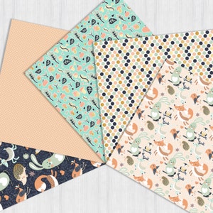 Animals Digital Paper, Fox Bear Owl Repeatable Pattern, Forest Digital ...