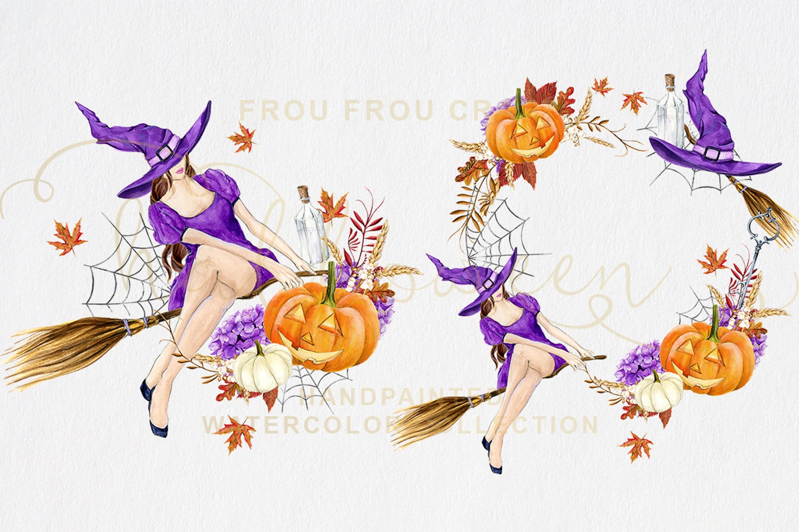 Halloween Clipart Pumpkin Clip Art Witch Hat Seasonal DIY Pack - Etsy