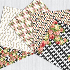 Gold Black Roses Printable Paper, Romantic Paper Pattern, Gold Roses ...