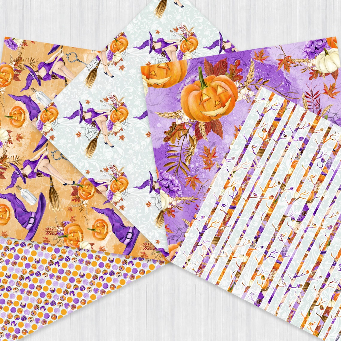 Halloween Scrapbook Halloween Paper Pack Autum Fall Background Witch ...