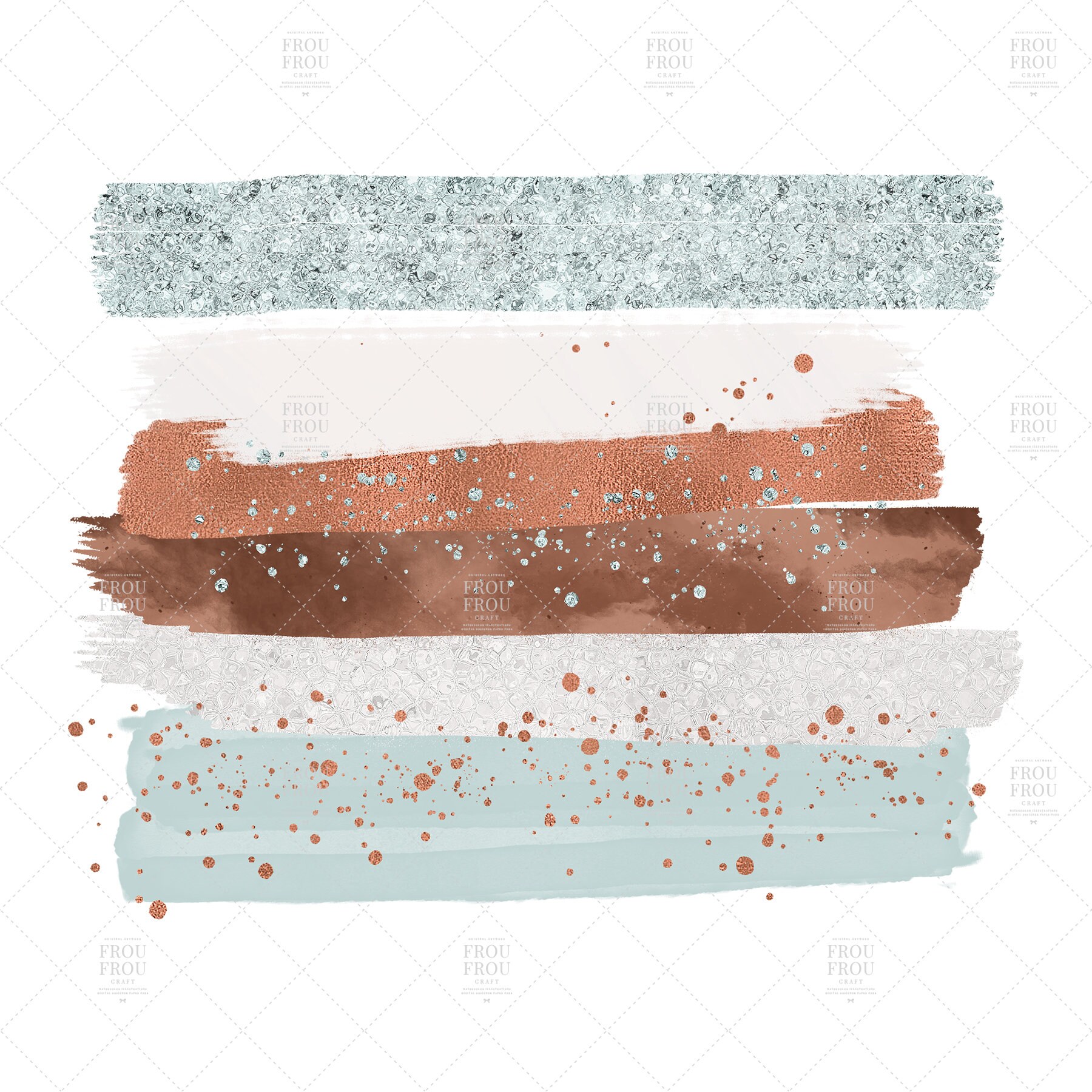 Rose Gold Mint Pastel Copper Color Palette, Brush Strokes, Blog Banners ...