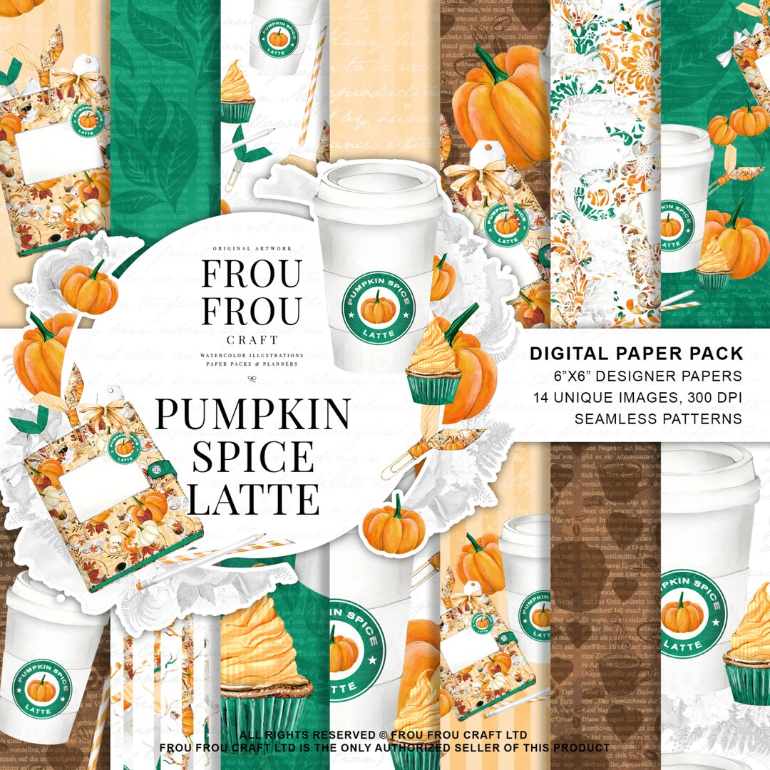 Coffee Paper Pack Pumpkin Digital Backgrounds Pumpkin Spice Latte ...