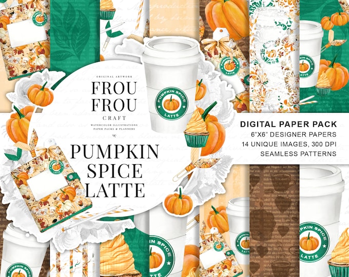 Coffee Paper Pack Pumpkin Digital Backgrounds Pumpkin Spice Latte ...