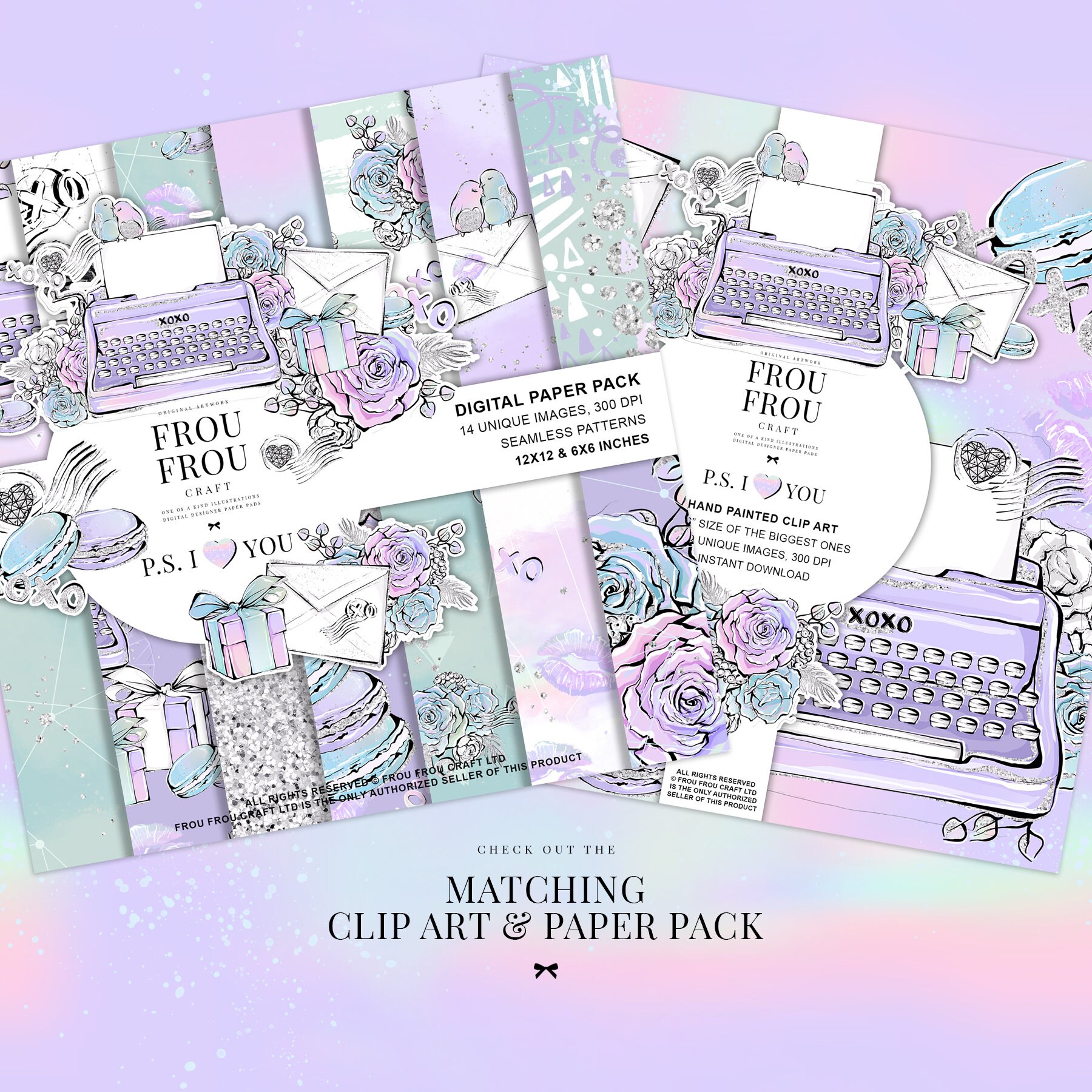 Valentines Day Clipart Love Birds Clip Art Typewriter - Etsy