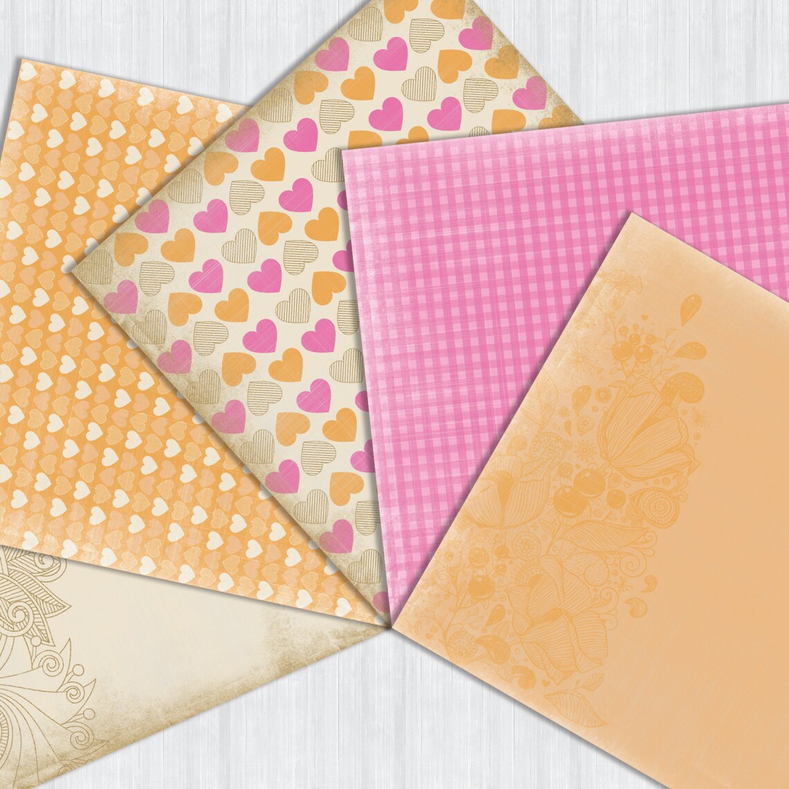 Pink and Orange Digital Paper Pack Instant Download Vintage - Etsy