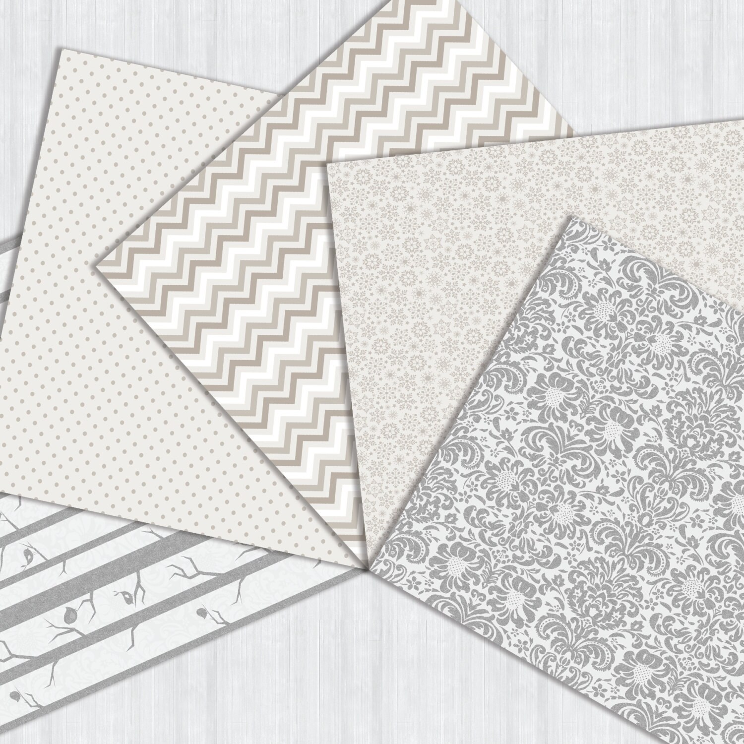 Winter Wedding Digital Paper Chevron Digital Paper Silver - Etsy