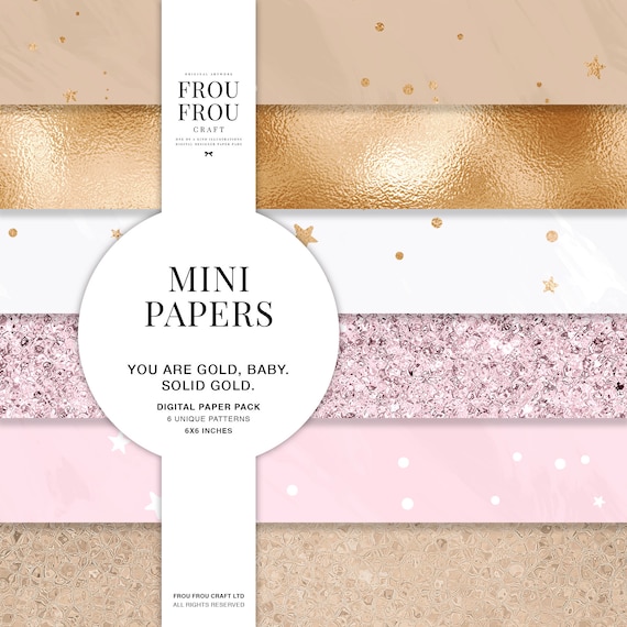 Gold Pink Basic Paper Pack Pastel Printable Fabric Pink | Etsy