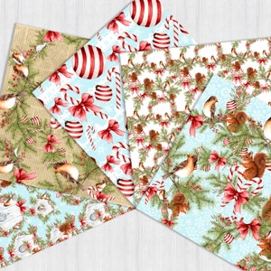 Christmas Paper Pack Xmas Digital Backgrounds Winter Scrapbook Paper ...