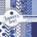 Blue Summer Digital Paper Pack Instant Download Sea Holiday White Navy ...