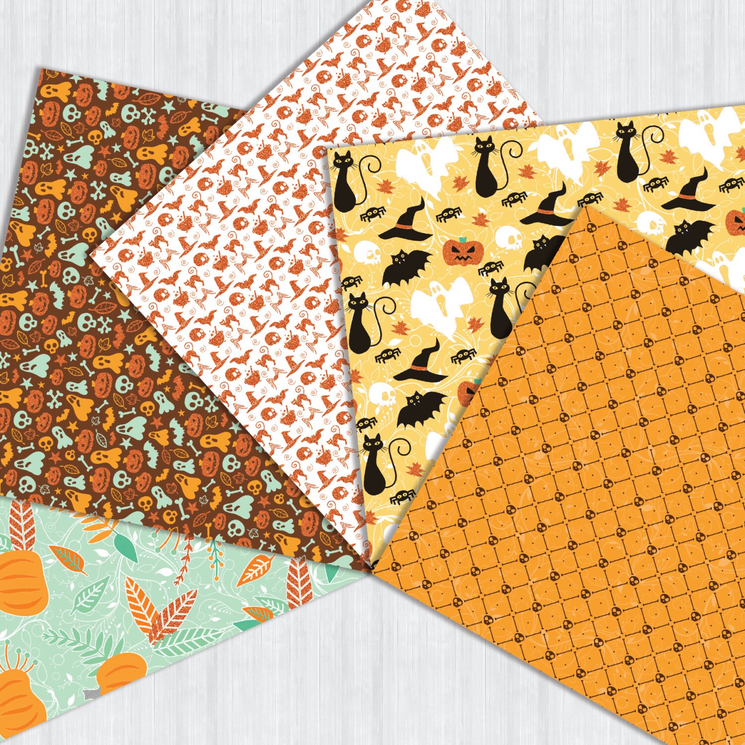 Pumpkin Paper Pack Instant Download Cute Halloween Seamless - Etsy