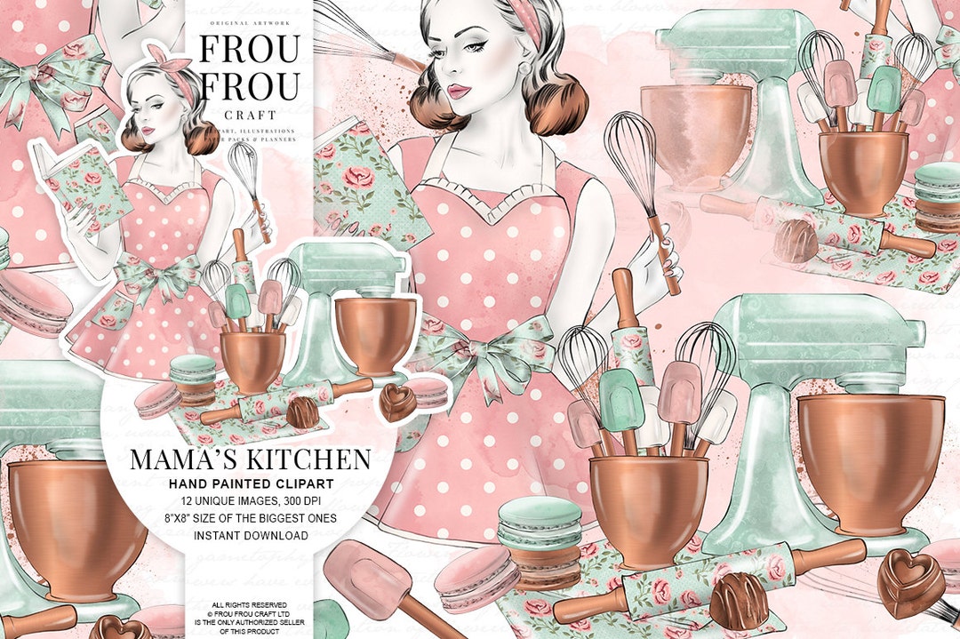 Kitchen Clipart Bakery Clip Art Cooking Graphics Baking Utensils Retro ...