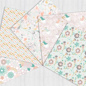 Cute Baby Digital Paper Pack, Coral Blue Nursery Digital Pack, Pastel ...