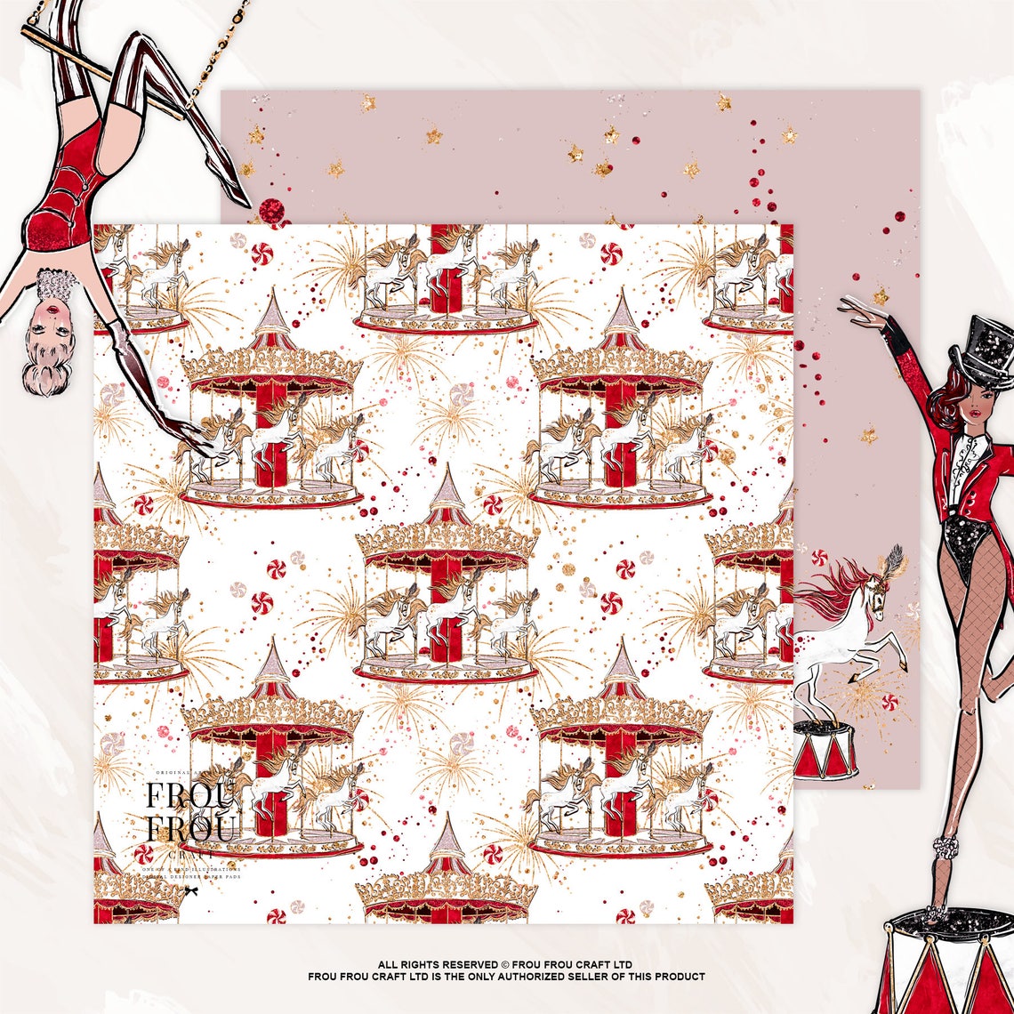 Circus Paper Pack Carnival Digital Paper Pack Halloween - Etsy