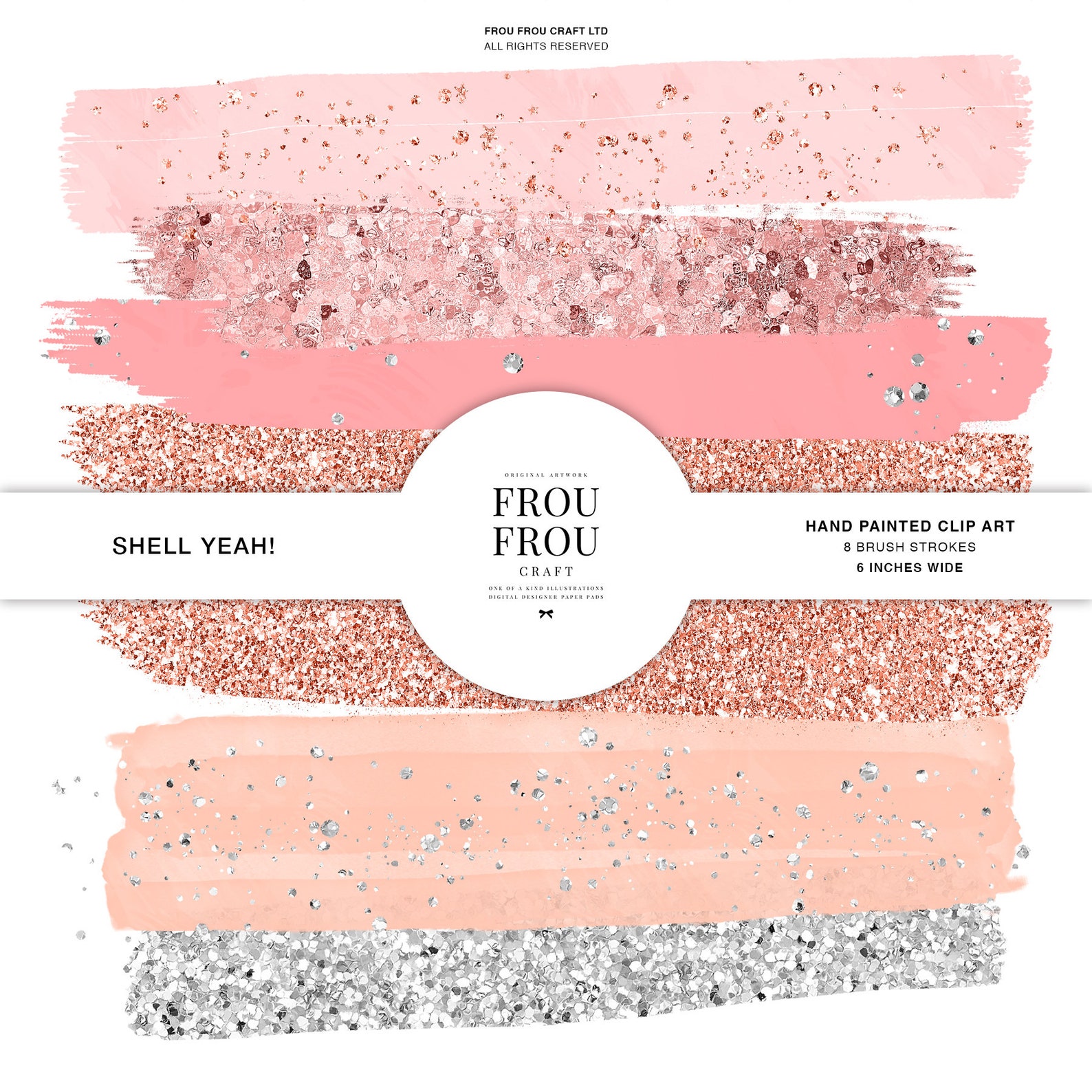 Mermaid Glitter Brush Strokes Pink Peach Rose Gold Color - Etsy