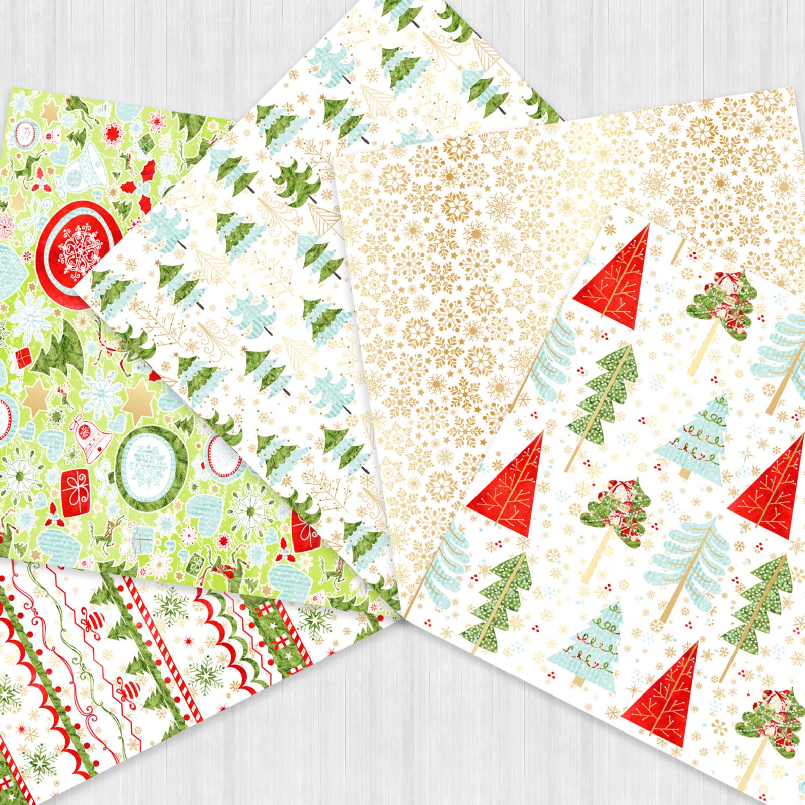 Christmas Scrapbook Papers Xmas Paper Pack Pastel Christmas - Etsy