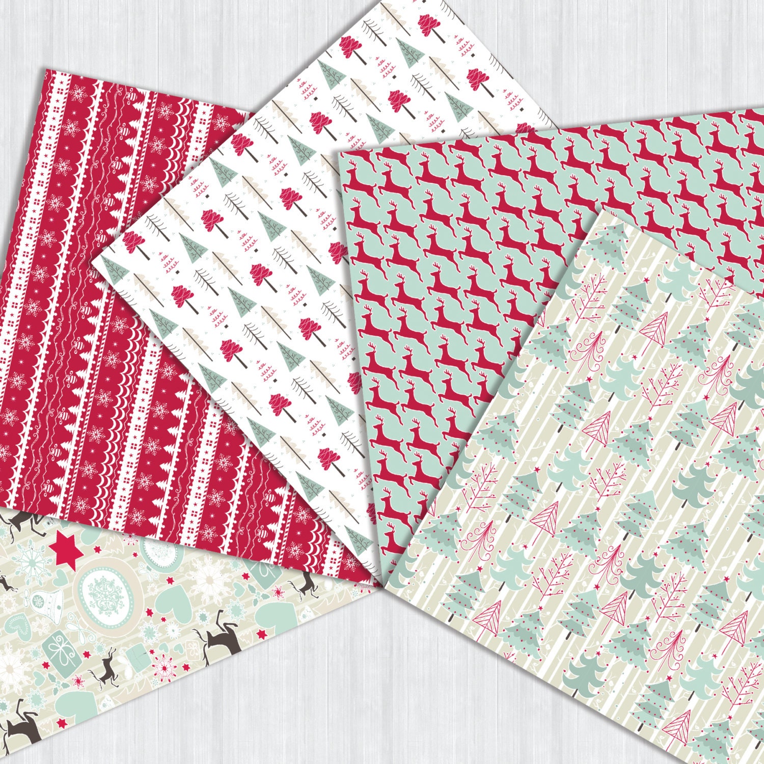 Christmas Digital Paper Pack Seamless Pattern Seasonal | Etsy