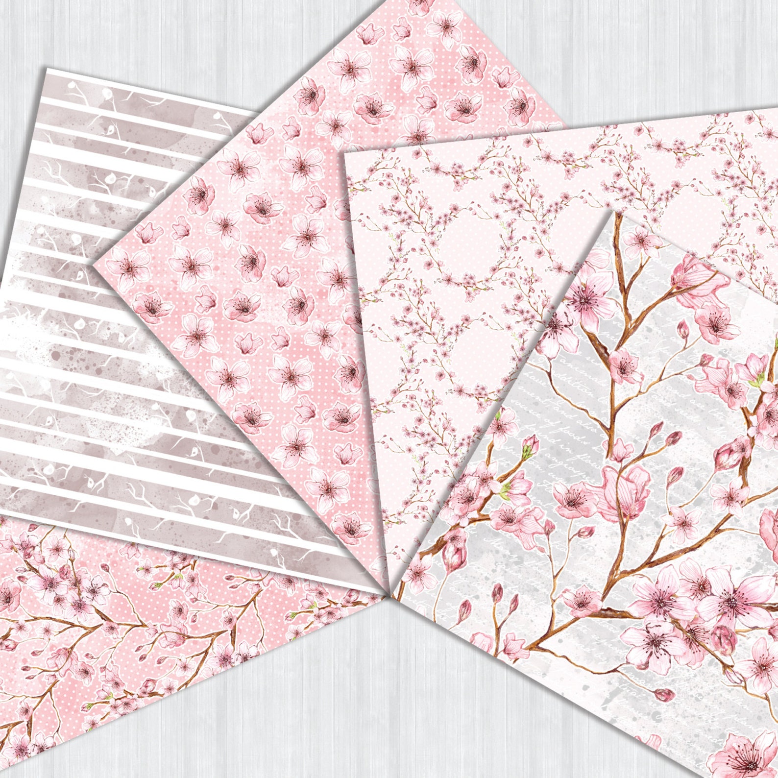 Cherry Blossom Digital Paper Pack Instant Download Spring - Etsy