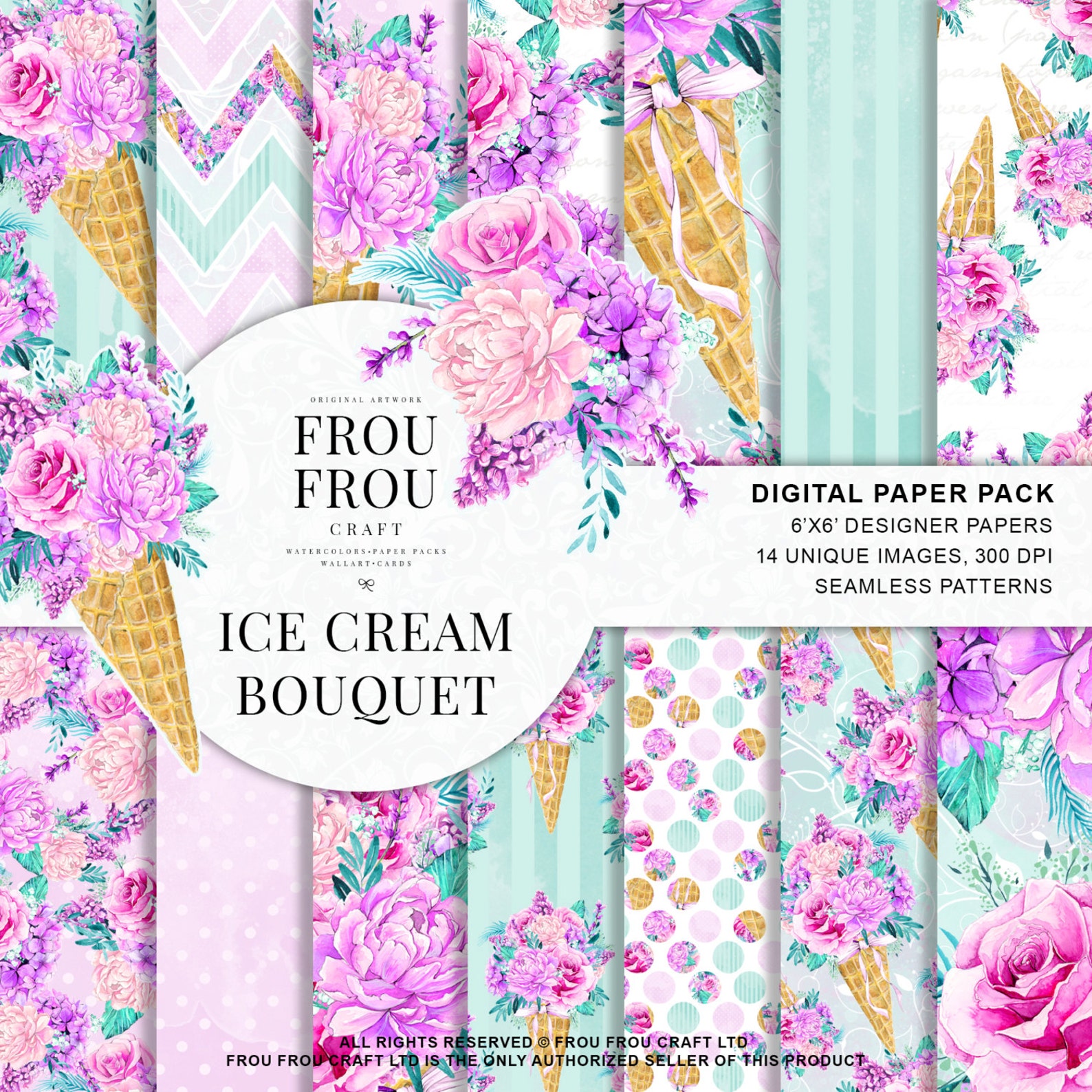 Watercolor Floral Paper Pack Flowers Background Summer Digital - Etsy