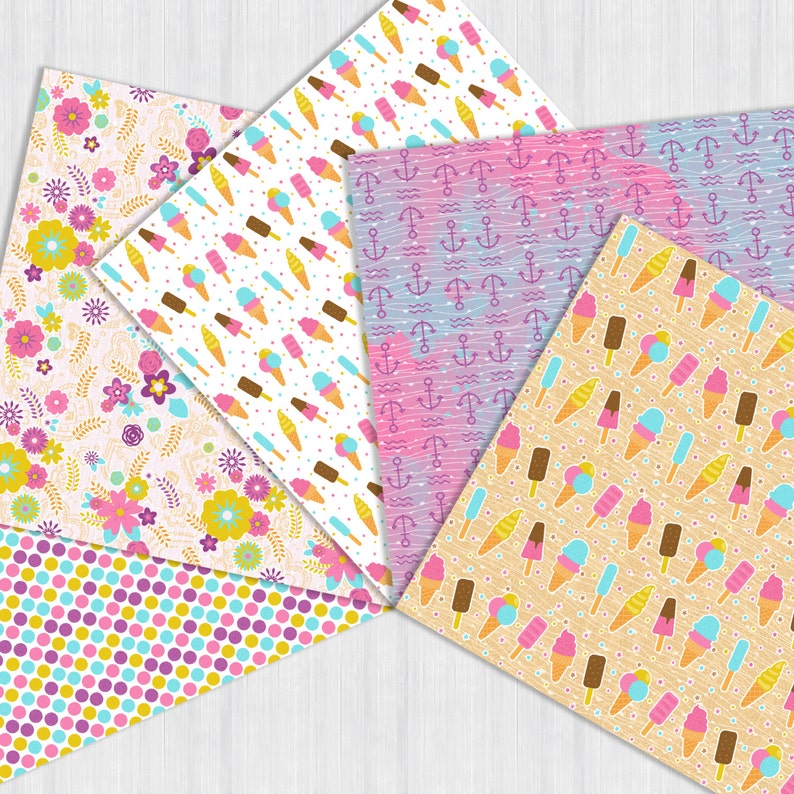 Beach Digital Paper Pack Summer Sea Nautical, Tropical Seamless ...