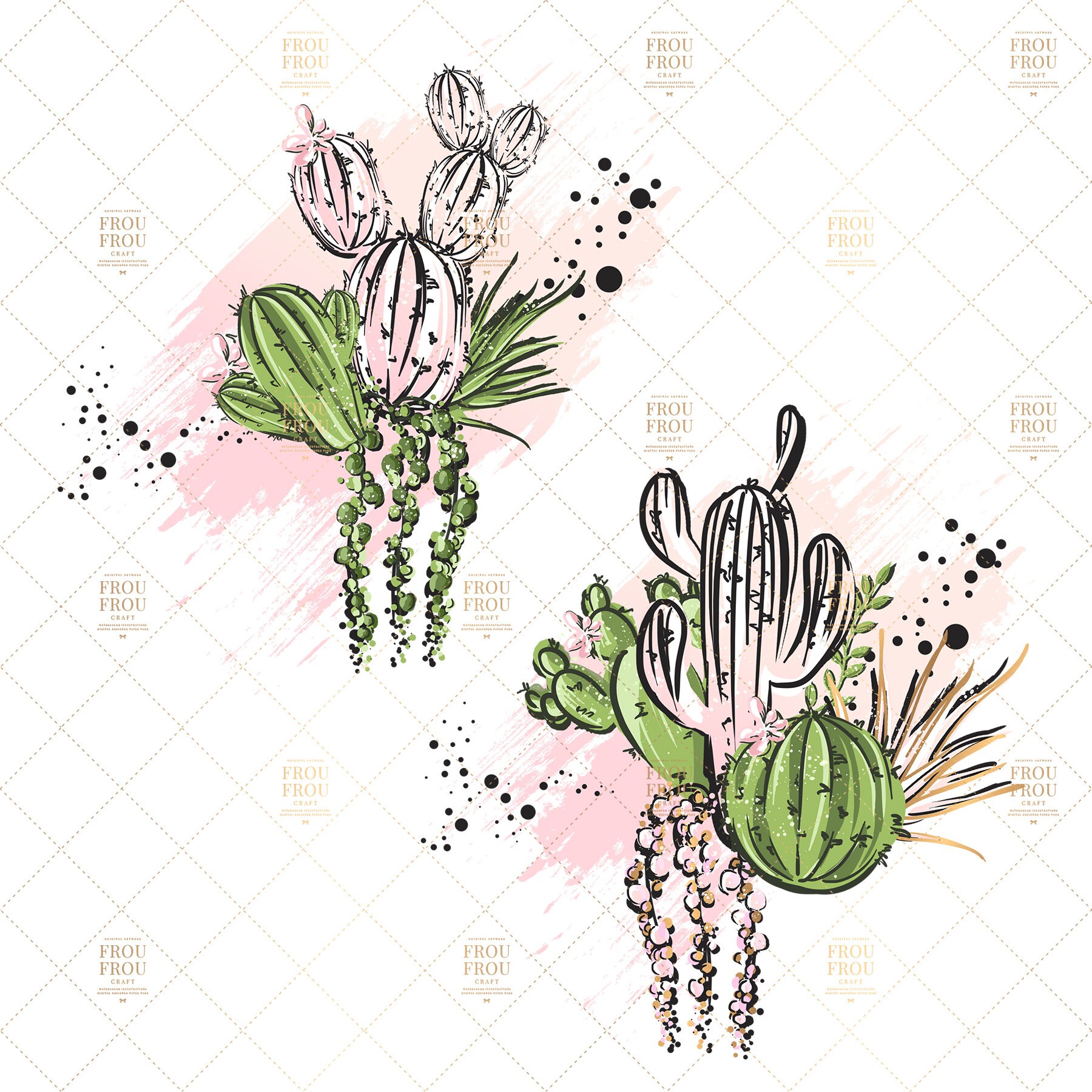 Succulent Clipart Cactus Clip Art Terrarium Botanical | Etsy