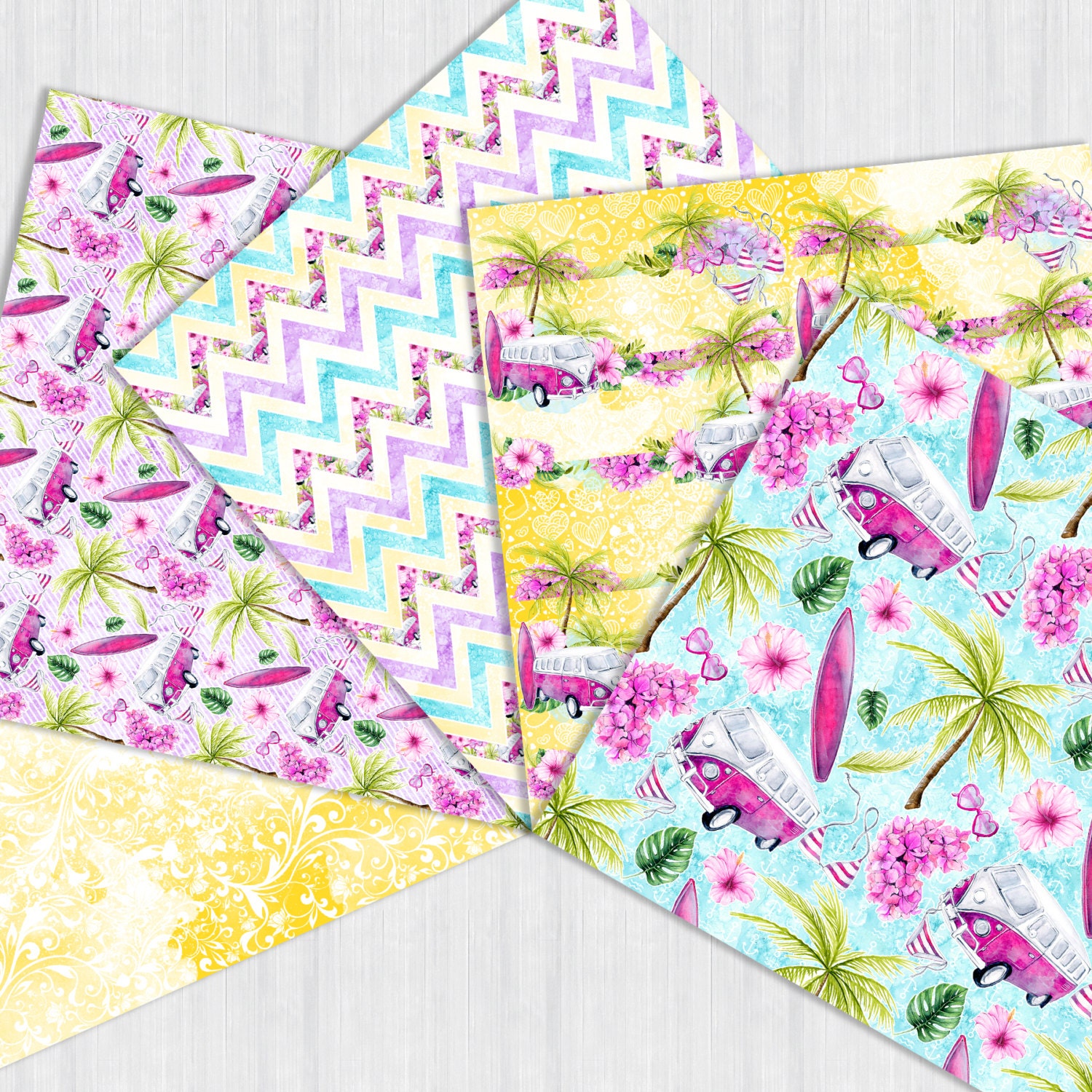 Boho Digital Paper Pack Watercolor Beach Seamless Patterns | Etsy