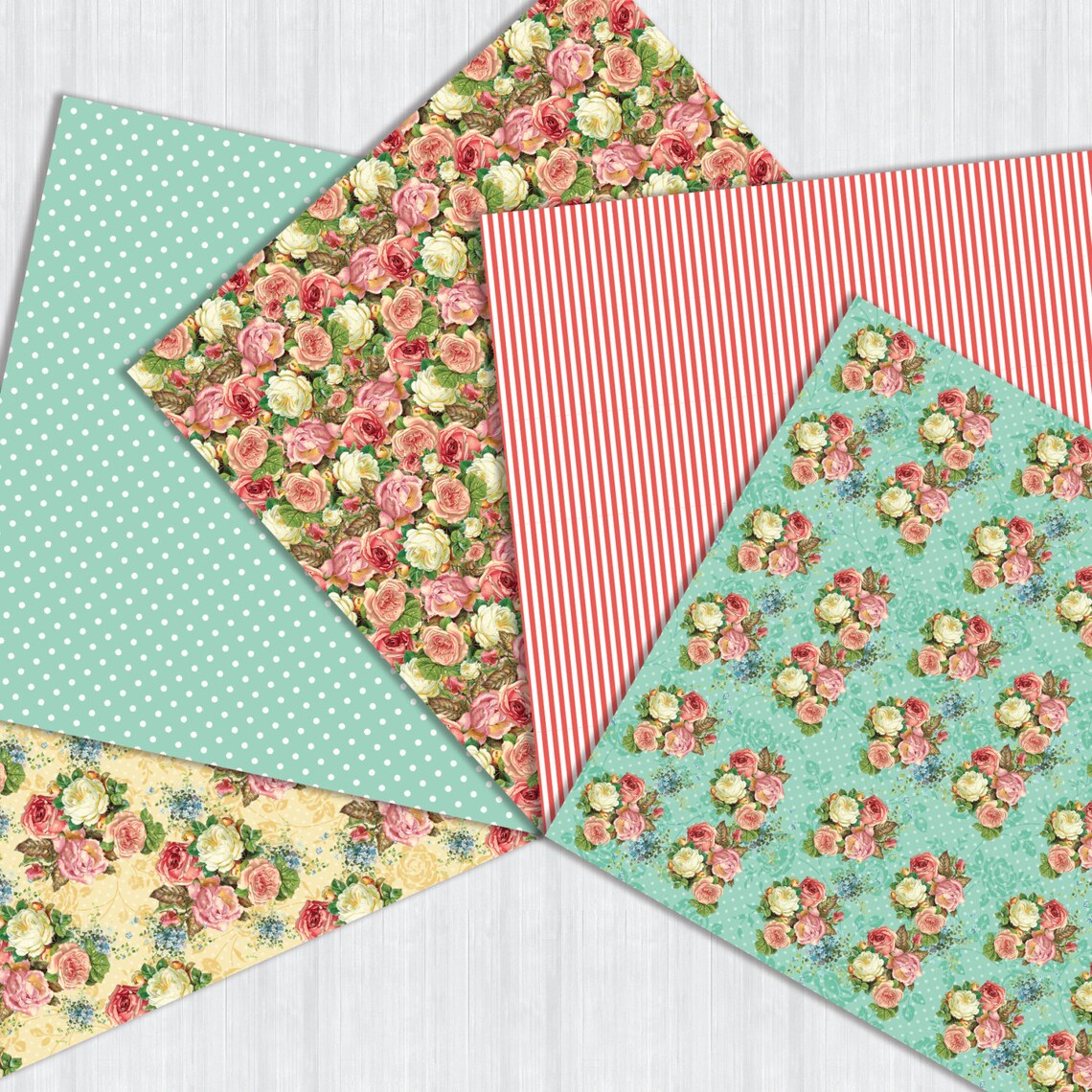 Blue Yellow Red Digital Paper Pack Instant Download Summer | Etsy