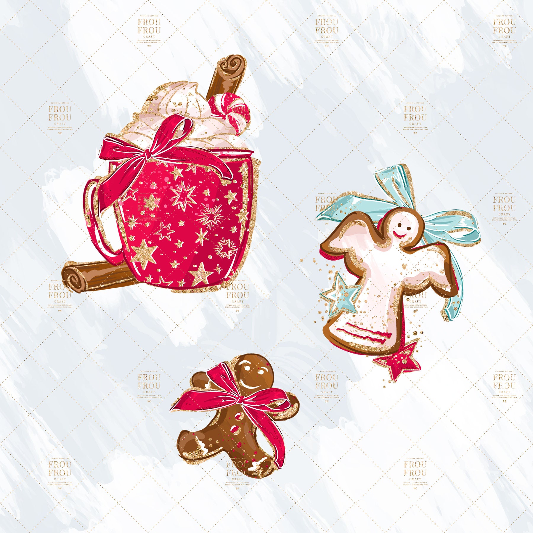 Gingerbread Cookies Clip Art Christmas Clipart Gingerbread | Etsy