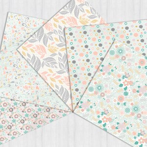 Cute Baby Digital Paper Pack, Coral Blue Nursery Digital Pack, Pastel ...
