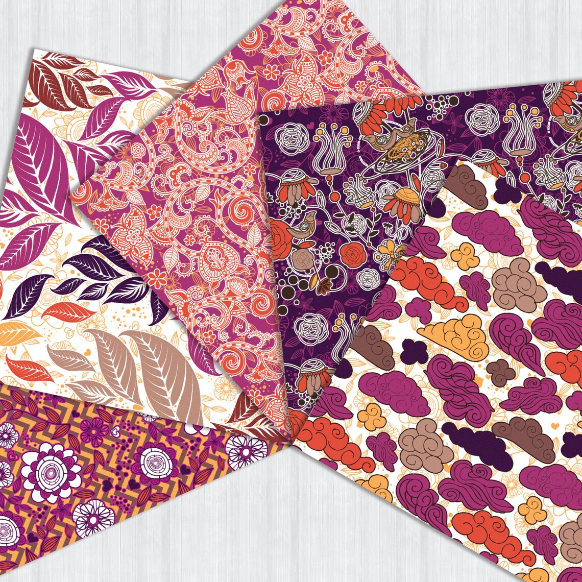 Pink Purple Orange Digital Paper Pack Instant Download Bright - Etsy