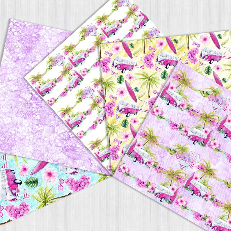 Boho Digital Paper Pack, Watercolor Beach, Seamless Patterns, Summer ...