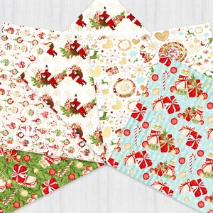 Christmas Paper Pack Santa Digital Backgrounds Xmas Scrapbook Papers ...