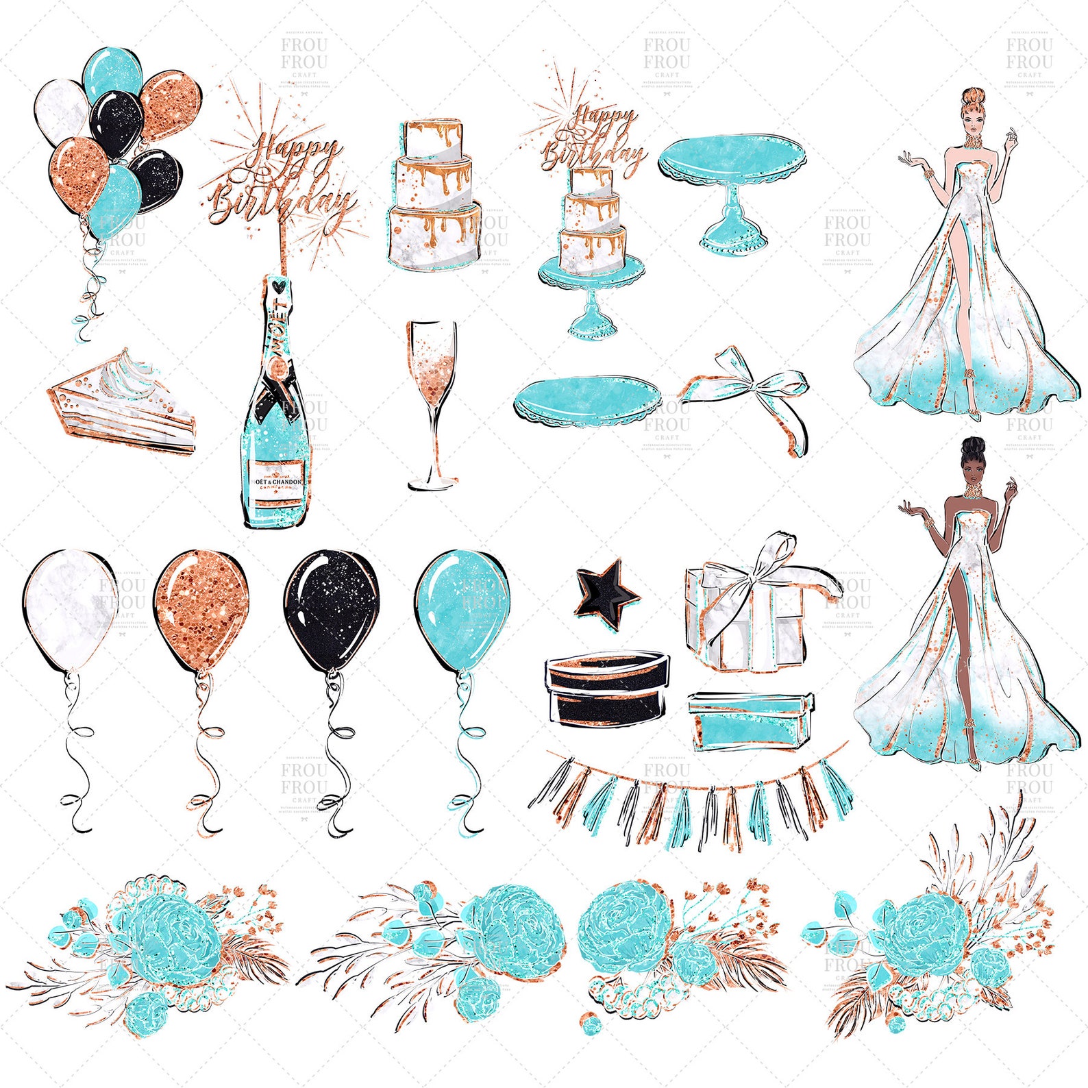 Birthday Clip Art Party Clipart New Year Fashion Planner Sticker ...