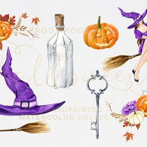 Halloween Clipart Pumpkin Clip Art Witch Hat Seasonal DIY Pack Fall ...