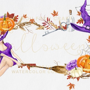 Halloween Clipart Pumpkin Clip Art Witch Hat Seasonal DIY Pack Fall ...