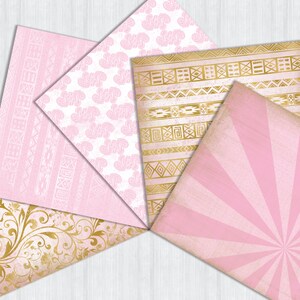 Pink Gold Digital Paper Pack Instant Download Watercolor Ethnic Tribal ...