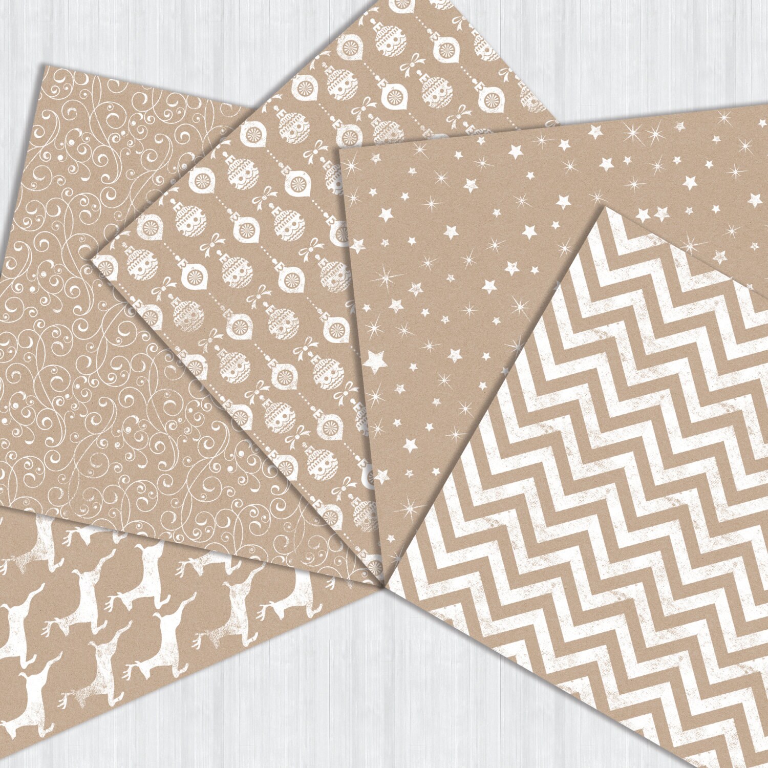 Kraft Paper Christmas Digital Paper Pack Instant Download | Etsy