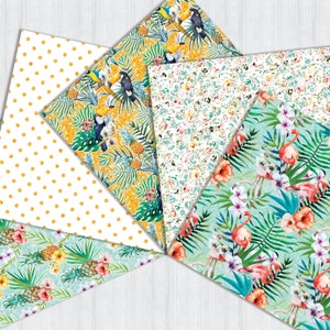 Tropical Summer Digital Paper Pack Instant Download Hawaii Blue Yellow ...