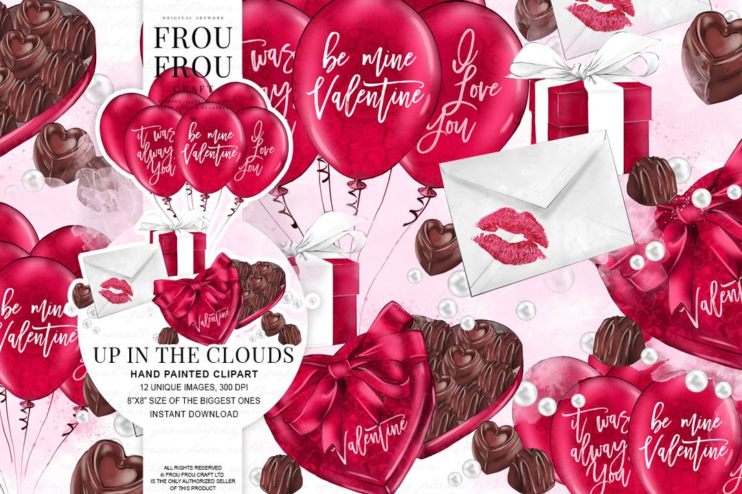 Valentines Clipart Love Clip Art Romantic Red Love Letters Chocolates ...