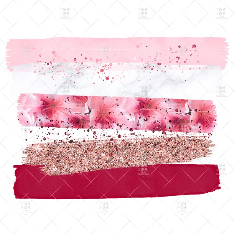 Glitter Brush Strokes Pink Clip Art Rose Gold Clipart - Etsy