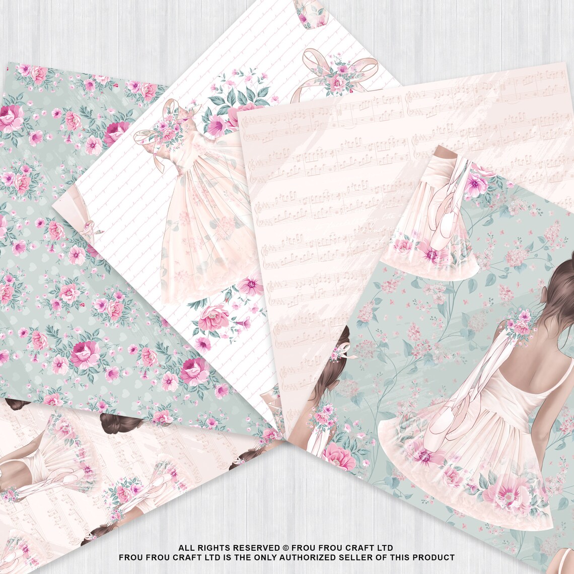 Ballet Paper Pack Little Ballerina Digital Designer Pad Dancer Backdrop ...