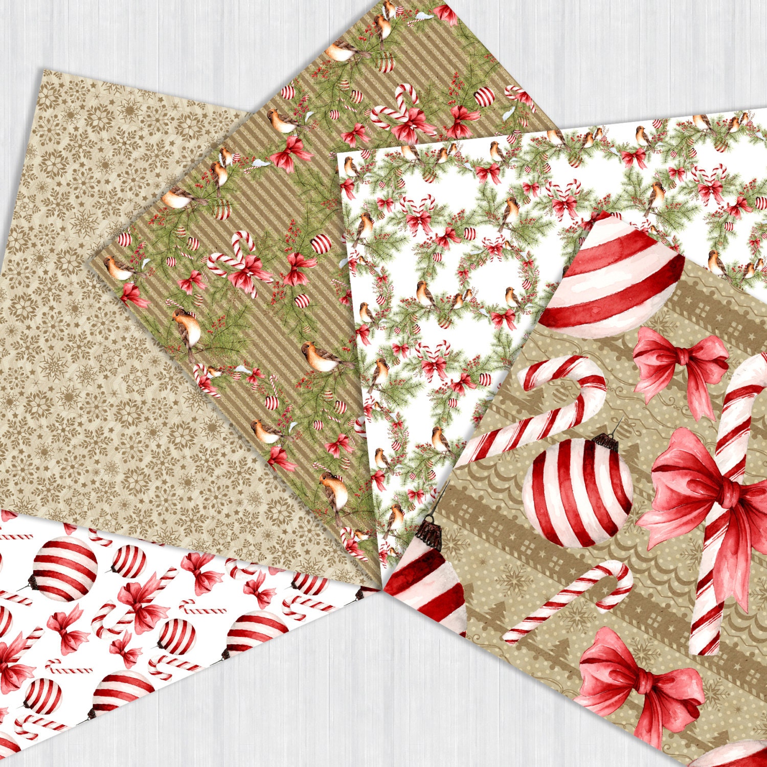 Christmas Paper Pack Xmas Scrapbook Paper Watercolor Digital - Etsy ...