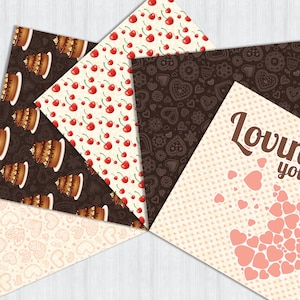 Cupcake Love Digital Paper Pack Instant Download Doughnut Cherries ...